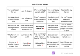 Bad Teacher Bingo | Teaching Resources