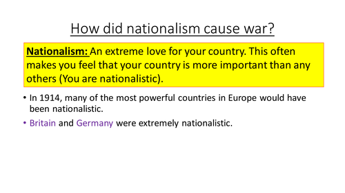 AQA GCSE History SOW. Section 1B Conflict and Tension. Part 1: Causes of the First World War ...