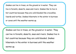 Reading comprehension activity - snakes Year 1 | Teaching Resources