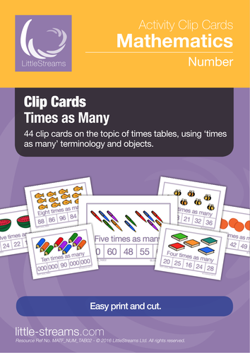 'Times as Many' - Clip Cards by LittleStreams - Teaching Resources - TES