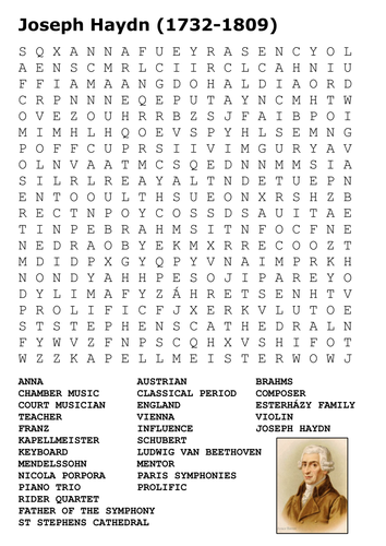 Composers Word Search Pack | Teaching Resources