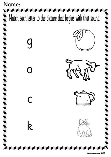 Phonics - Letters and Sounds, Phase 2, letter set 3 - g, o, c, k ...