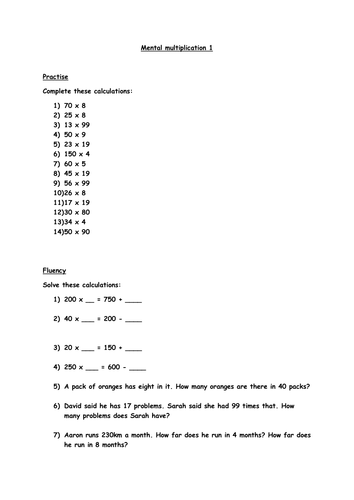 Four Operations (Addition, Subtraction, Multiplication, Division ...
