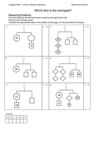 Mobile - Balance problems - work out the missing values to get the ...