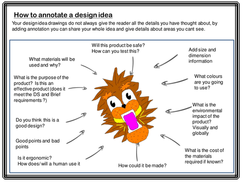 Design Annotation Sheet Teaching Resources