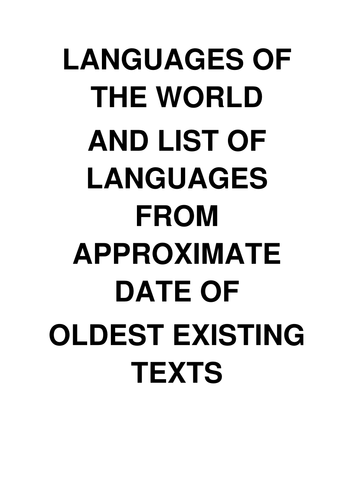 LANGUAGES OF THE WORLD | Teaching Resources