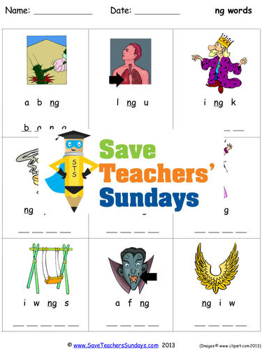 Ng Phonics Worksheets, Activities, Flash Cards, Lesson Plans and Other ...