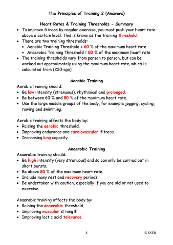 PE32ST - The Principles Of Training - 2 WS | Teaching Resources
