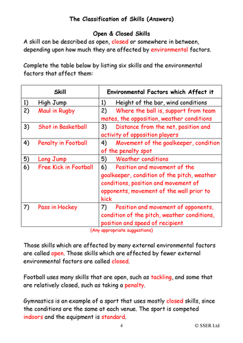 PE501ST - Classification of Skills (Basic, Complex, Open, Closed) WS ...