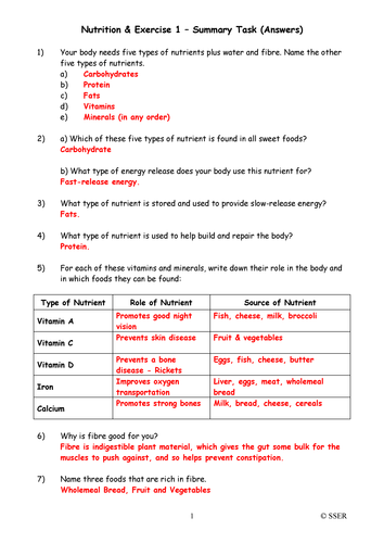 PE702ST - Nutrition & Exercise - 1 (Balanced Diet & Energy Needs) WS ...