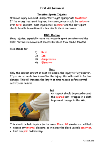 PE705ST - First Aid - Treating Injuries WS | Teaching Resources