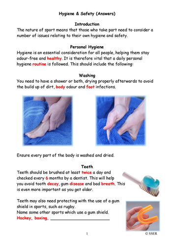 PE707ST - Hygiene and Safety WS | Teaching Resources