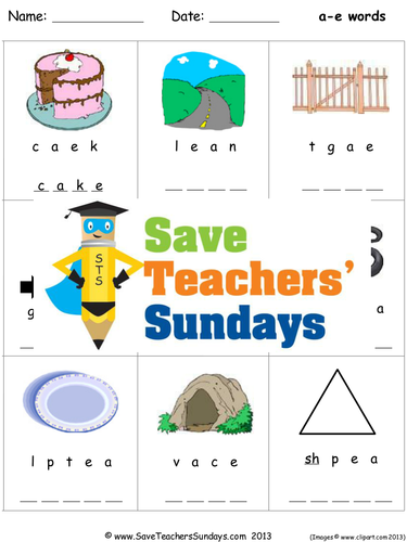 A-e Phonics Worksheets, Activities, Flash Cards, Lesson Plans and Other ...
