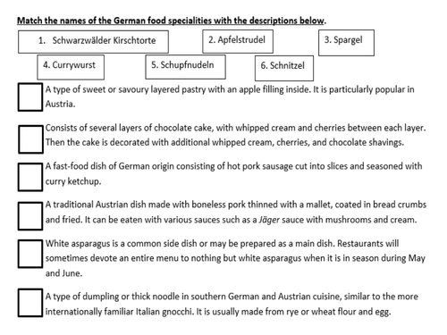 Essen und Einkaufen - food and drink, and at the market | Teaching ...