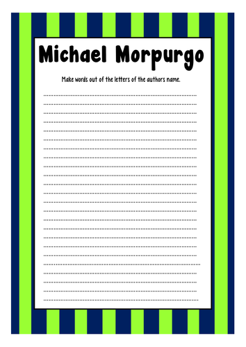 MICHAEL MORPURGO TEACHING AND DISPLAY RESOURCES -ENGLISH READING KS2 ...