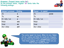Grammar - Tenses - Present tense (er, ir, re) | Teaching Resources