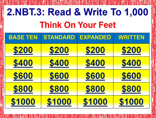 Grade 2 THINK ON YOUR FEET MATH! Interactive Test Prep Game—Number ...