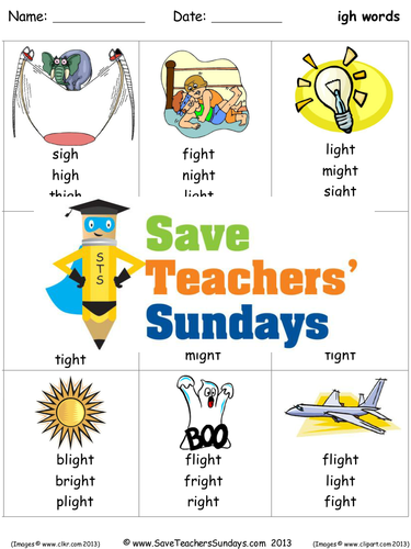 Igh Phonics Worksheets, Activities, Flash Cards, Lesson Plans and Other ...