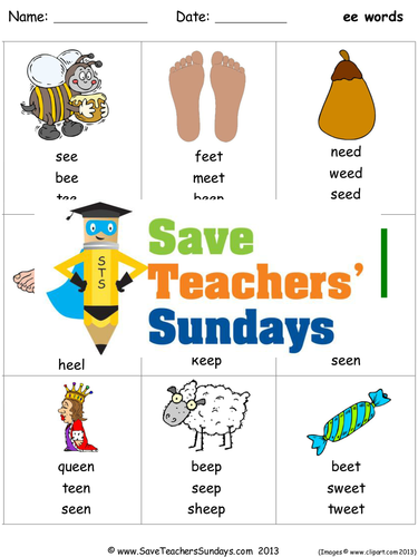 Ee Phonics Worksheets, Activities, Flash Cards, Lesson Plans and Other ...