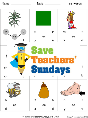 Ee Phonics Worksheets, Activities, Flash Cards, Lesson Plans and Other ...