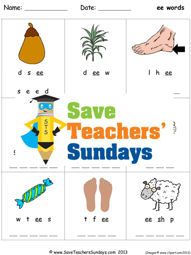 Ee Phonics Worksheets, Activities, Flash Cards, Lesson Plans and Other ...