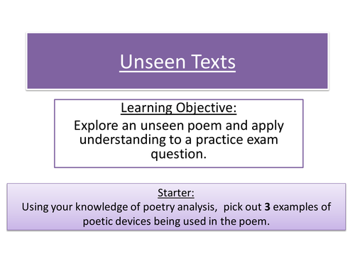 Unseen poetry practice | Teaching Resources