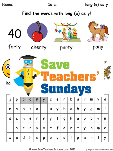 Y as a vowel Phonics Worksheets, Activities, Flash Cards, Lesson Plans ...