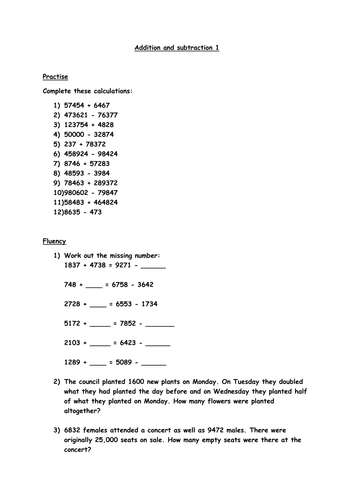 Year 6 Addition and Subtraction worksheets by krisgreg30 - Teaching ...
