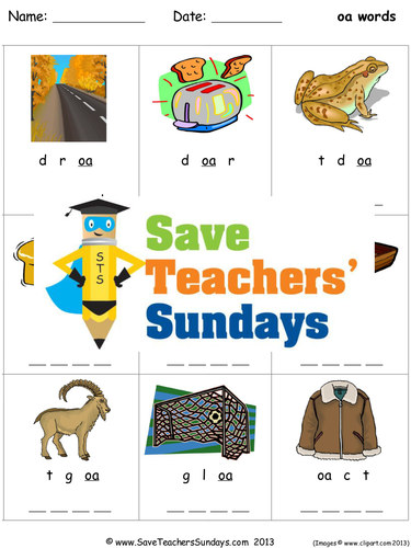 Oa Phonics Worksheets, Activities, Flash Cards, Lesson Plans and Other ...