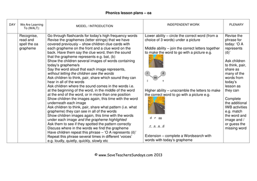 Oa Phonics Worksheets, Activities, Flash Cards, Lesson Plans and Other ...