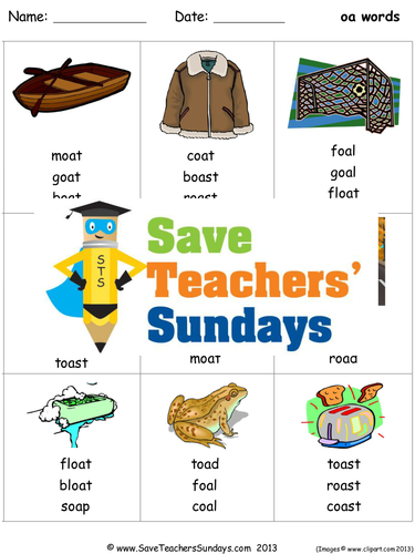 Oa Phonics Worksheets, Activities, Flash Cards, Lesson Plans and Other ...