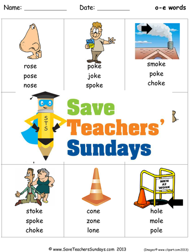 O-e Phonics Worksheets, Activities, Flash Cards, Lesson Plans and Other ...