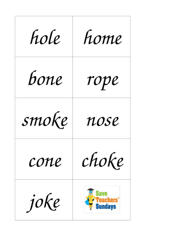 O-e Phonics Worksheets, Activities, Flash Cards, Lesson Plans and Other ...