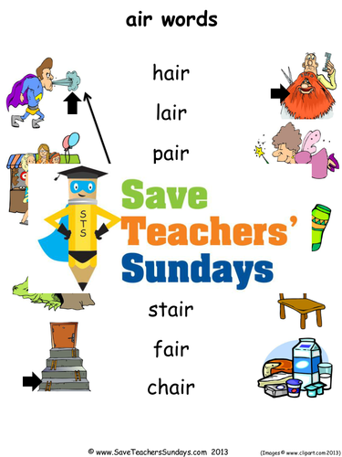 Air Phonics Worksheets, Activities, Flash Cards, Lesson Plans and Other ...