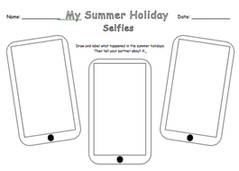 Back to School Activity - (Summer) Holiday Selfies/Snapshots | Teaching ...