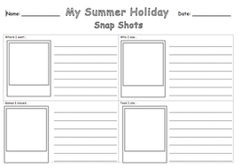Back to School Activity - (Summer) Holiday Selfies/Snapshots by ...