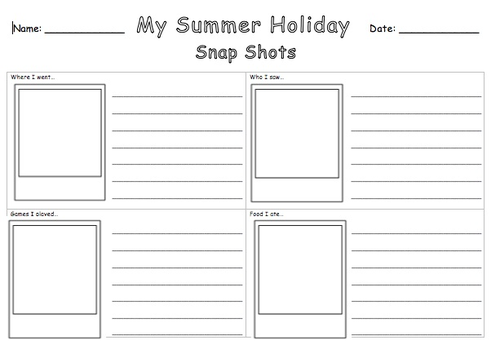 Back to School Activity - (Summer) Holiday Selfies/Snapshots by ...