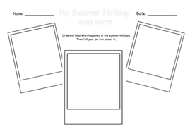 Back to School Activity - (Summer) Holiday Selfies/Snapshots | Teaching ...