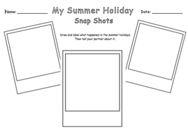 Back to School Activity - (Summer) Holiday Selfies/Snapshots | Teaching ...