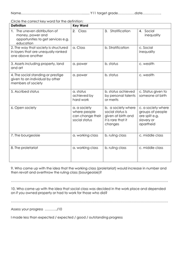 AQA Sociology GCSE Inequality and Social Class | Teaching Resources