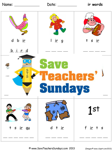 Ir Phonics Worksheets, Activities, Flash Cards, Lesson Plans and Other ...