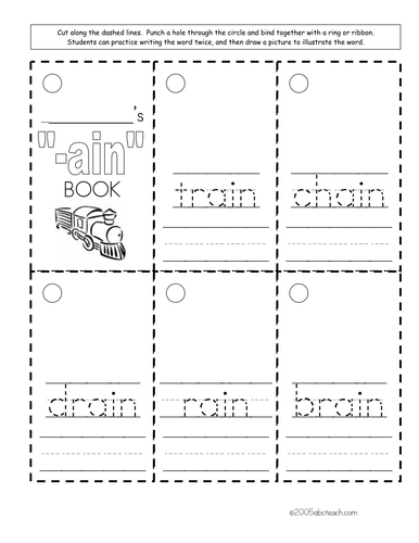 Worksheet: Word Family - ain words | Teaching Resources