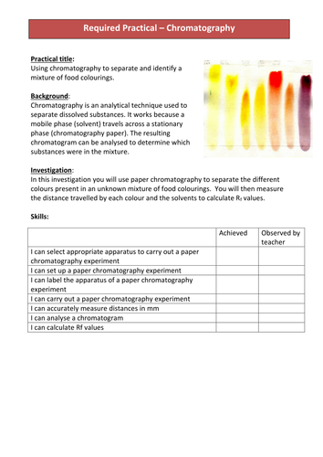 AQA 2016 Chemistry Required Practical - Chromatography | Teaching Resources AQA 2016 Chemistry Required Practical - Chromatography | Teaching Resources