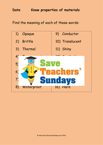 Properties of Materials KS2 Lesson Plan and Worksheet for ICT and Paper ...