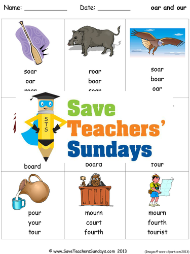 Oar and Our Phonics Worksheets, Activities, Flash Cards, Lesson Plans ...