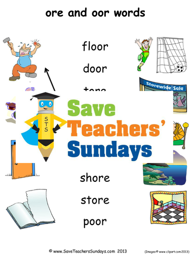 Ore and Oor Phonics Worksheets, Activities, Flash Cards, Lesson Plans ...