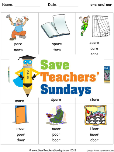 Ore and Oor Phonics Worksheets, Activities, Flash Cards, Lesson Plans ...