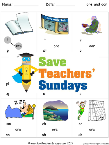Ore and Oor Phonics Worksheets, Activities, Flash Cards, Lesson Plans ...