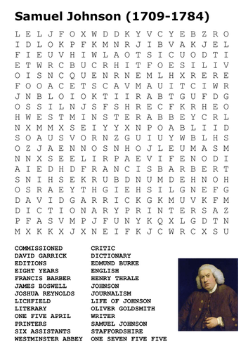 Samuel Johnson Word Search | Teaching Resources