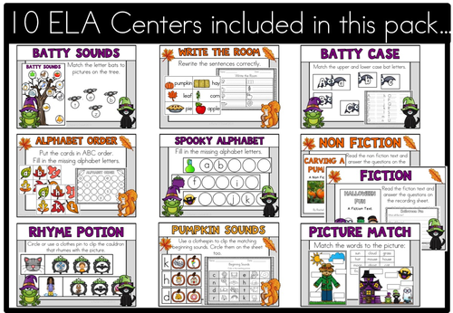 October Literacy Stations Centers FS2 | Teaching Resources
